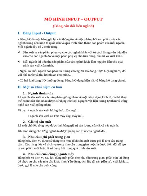 Mô Hình Input Output Pdf