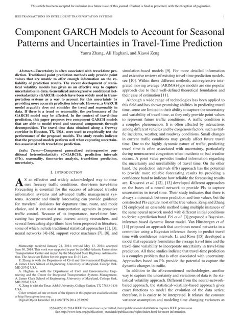 Pdf Component Garch Models To Account For Seasonal Patterns And