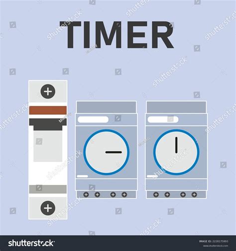 Electrical Panel With Mcb Timer Contactor Plc Simple Flat Design Stock
