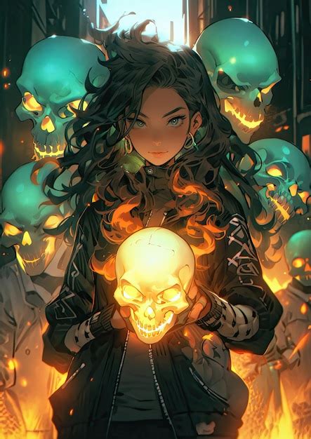 Premium Ai Image Girl With Skeleton