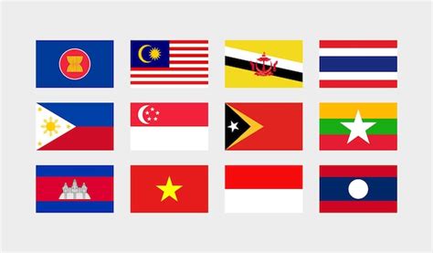 Premium Vector Set Of Asean Country Flag