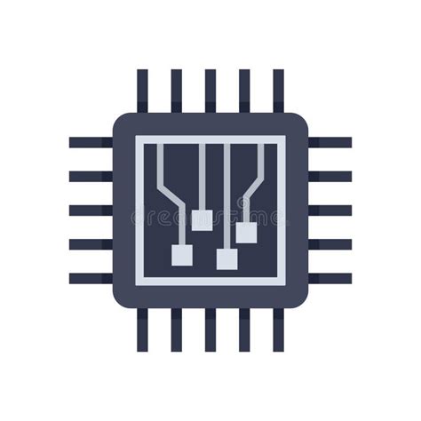 Machine Learning Processor Icon Flat Isolated Vector Stock Illustration