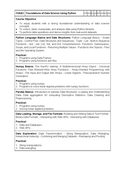 It25201 Final Exam Study Guide Foundations Of Data Science With Python