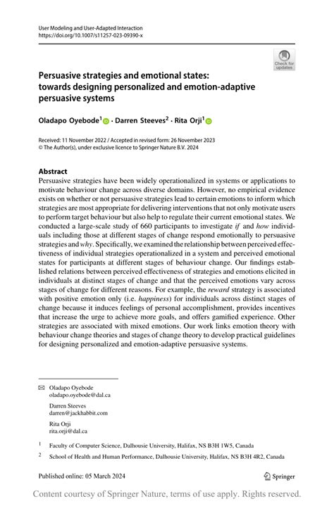 Persuasive Strategies And Emotional States Towards Designing