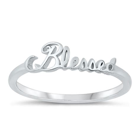 High Polished Blessed Ring 925 Script Sterling Silver Band Jewelry