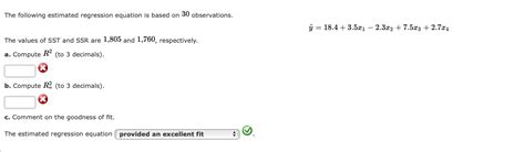 Solved The Following Estimated Regression Equation Is Based Chegg