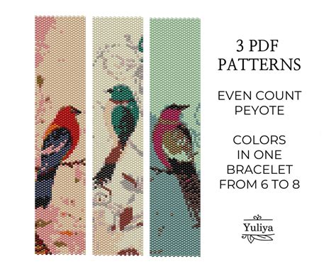 Peyote Bracelet Pattern Birds Peyote Design Beaded Bracelet Pattern Bird Peyote Seed Bead