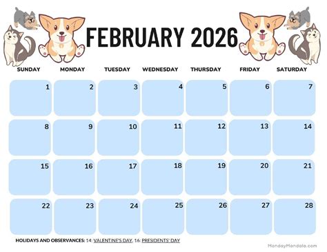 Blank February 2026 Calendar Printable One For All