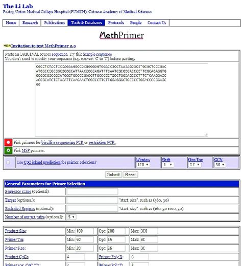 Enter The Sequence Into Methyl Primer Express The Selection Is Made Download Scientific