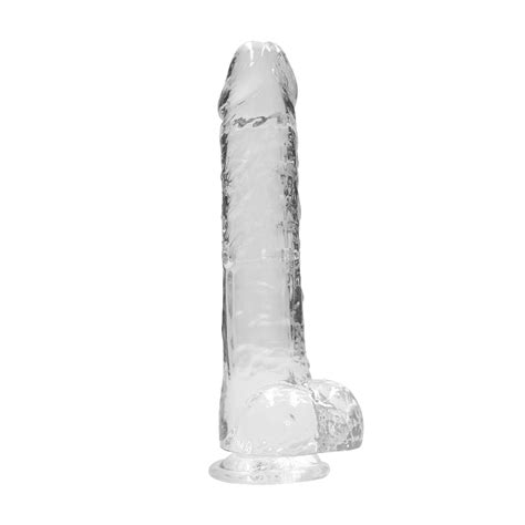 Realrock Crystal Clear Realistic Dildo With Balls 10 In Translucent
