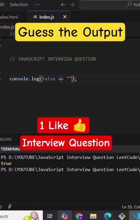 Javascript Interview Question Guess The Output Shorts Coding