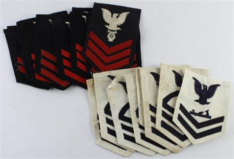 Us Navy Ww2 Era Patches Rank Insignia Red On Navy Blue X11 And
