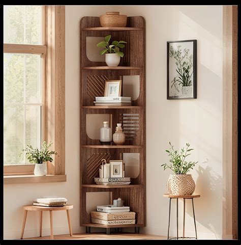 Latitude Run® 71 Corner Shelf Narrow Bookshelf Display Shelf With