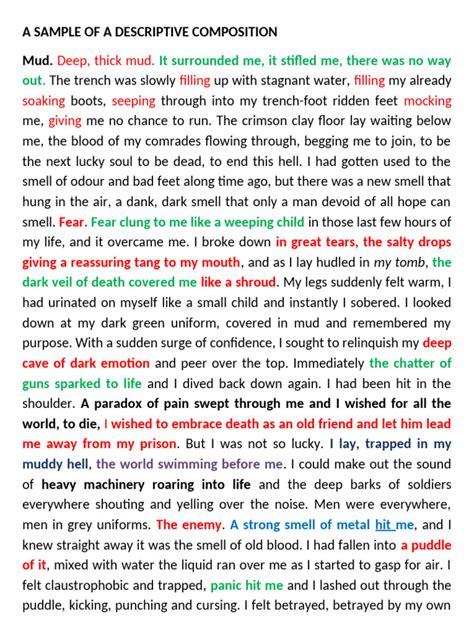 A Sample Of A Descriptive Composition Pdf