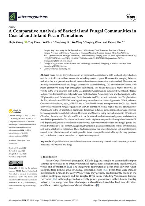 Pdf A Comparative Analysis Of Bacterial And Fungal Communities In Coastal And Inland Pecan