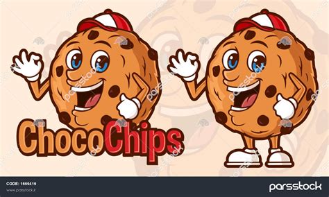الگوی لوگو چیپس شکلات خوشمزه با شخصیت کارتونی خنده دار 1669419
