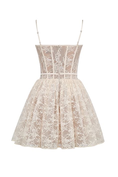 Clothing Mini Dresses Louisa Vintage Cream Lace Mini Dress