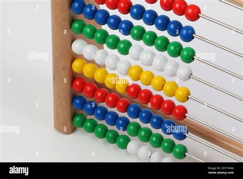 Colorful Abacus Math Counter On An Isolated White Background Stock