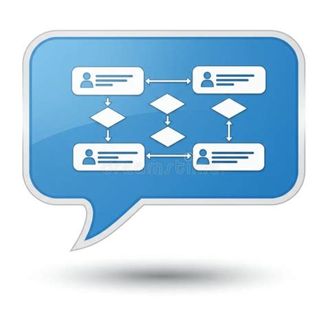 Blue Speech Bubble Containing A Flowchart With Rectangular And Diamond