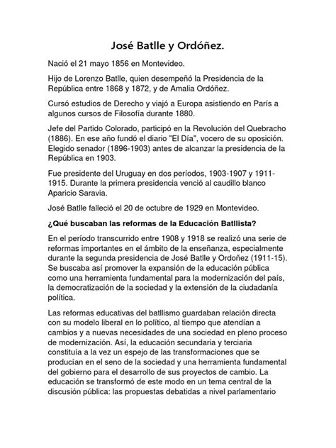 Reformas Educativas De Batlle Y Ordóñez Pdf Educación Secundaria