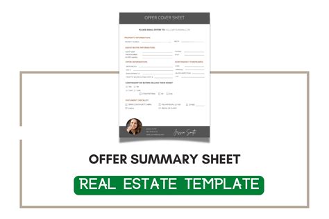 Editable Offer Summary Sheet Checklist Illustration Par Realtor