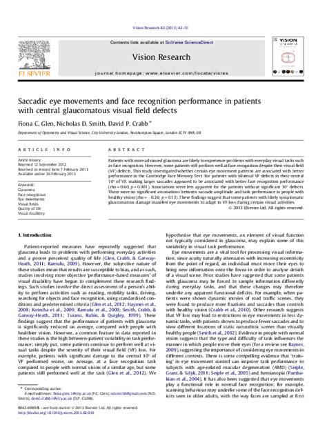 Pdf Saccadic Eye Movements And Face Recognition Performance In