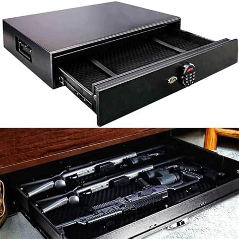 Pochar Under Bed Gun Safe Drawer For Ar Rifle Long