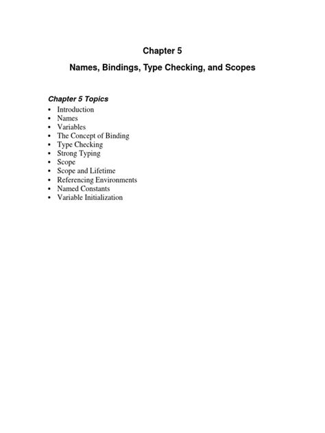 Names Bindings Type Checking And Scopes Chapter 5 Topics Pdf