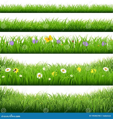 Grass Borders Big Set Stock Vector Illustration Of Focus 195402785
