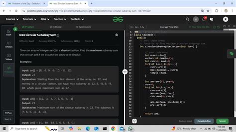 Max Circular Subarray Sum Gfg Potd 26 11 24 Gfg Problem Of The Day Youtube