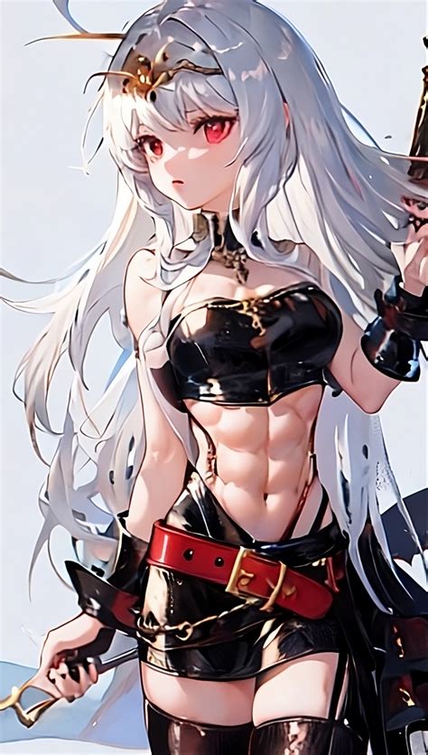 Rule 34 Abs Ai Generated Beltskirt Midriff Navel Original Red Eyes