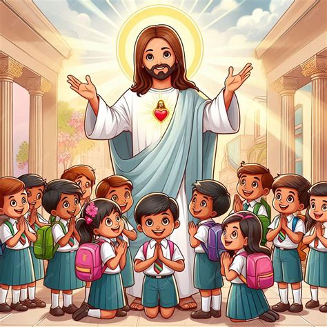 Dios Jesús Imágenes De Dibujos Animados Bendición De Niños Y