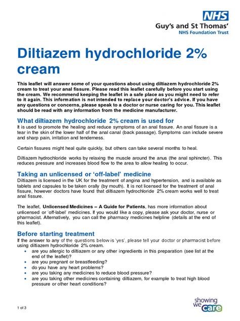 Diltiazem Hydrochloride 2 Cream Pdf Pharmacy Diseases And Disorders