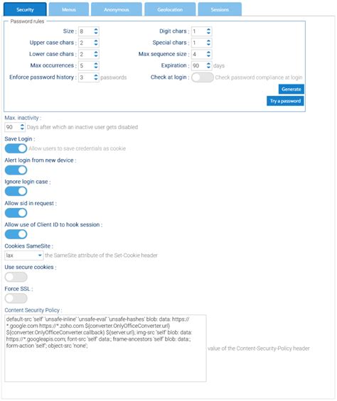 Security Settings Logicaldoc Documentation