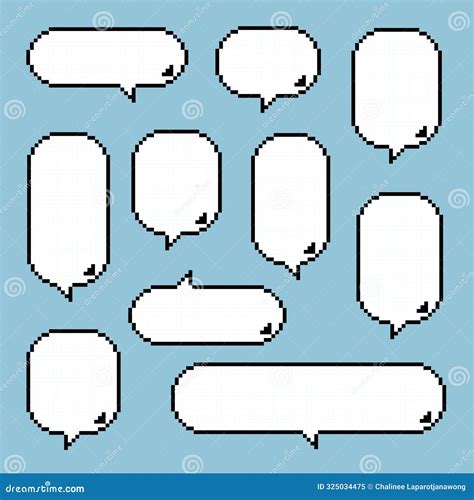Collection Set Of Retro Game 8bit Pixel Speech Bubble Balloon Black And