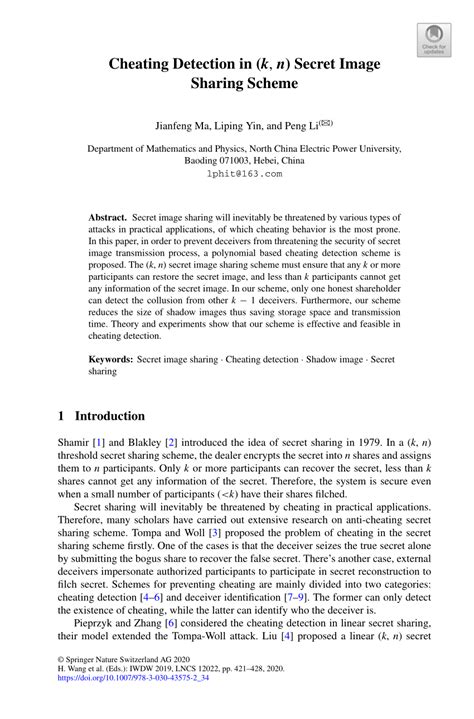 Pdf Cheating Detection In K N Secret Image Sharing Scheme