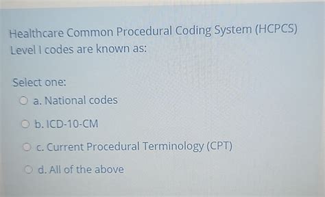 Solved Healthcare Common Procedural Coding System Hcpcs