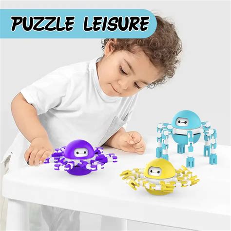 변형 가능한 손가락 끝 기계식 자이로 재미있는 문어 얼굴 스왑 피젯 스피너 변형 가능한 Diy 기계식 체인 로봇 손가락 끝 자이로 어린이 및 성인을 위한 감압 선물