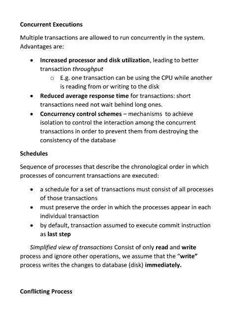 transaction processing 2 concurrent executions multiple transactions