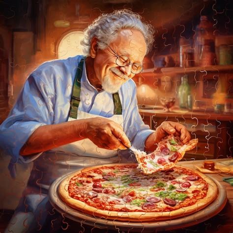 Premium Ai Image A Man Is Cutting A Pizza With A Piece Of Pizza On It