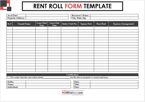 Free Rent Roll Form Templates In Word And Excel Download Now