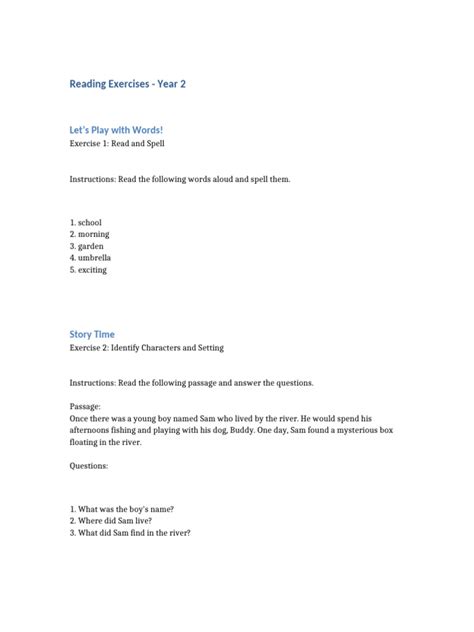 Year2 Reading Exercises Day2 Pdf