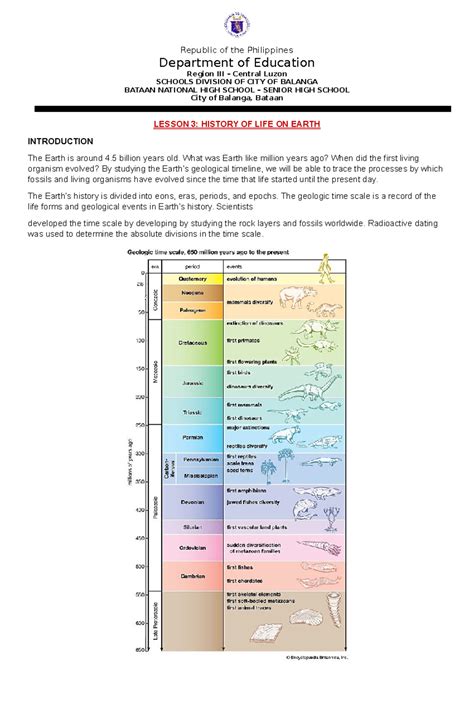 Geologic Time Scale Activity High School At Doreen Castro Blog