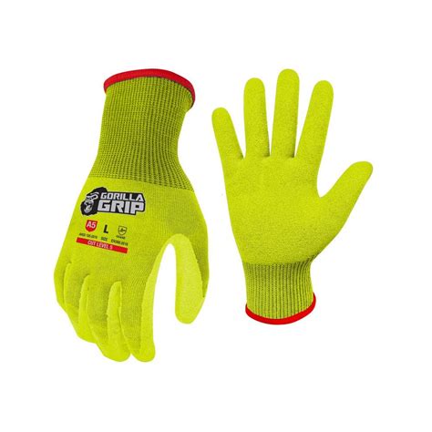 Have A Question About Gorilla Grip Large Hi Vis Precision Grip A5 Cut Resistant Work Gloves 3