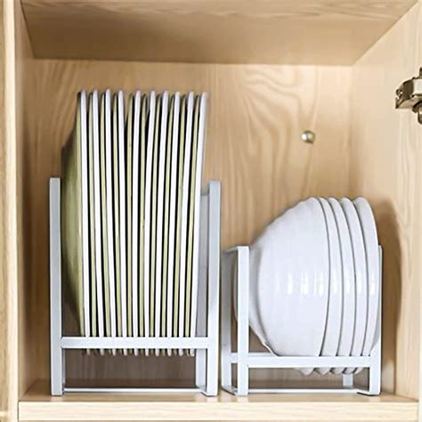 Highfree 2pcs Metal Vertical Plate Dish Holder Rack White