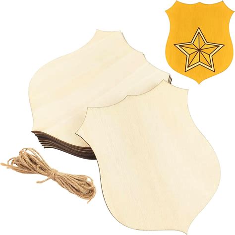 30 Pack 4 Inch Wood Badge Shield Cutouts Unfinished Wood