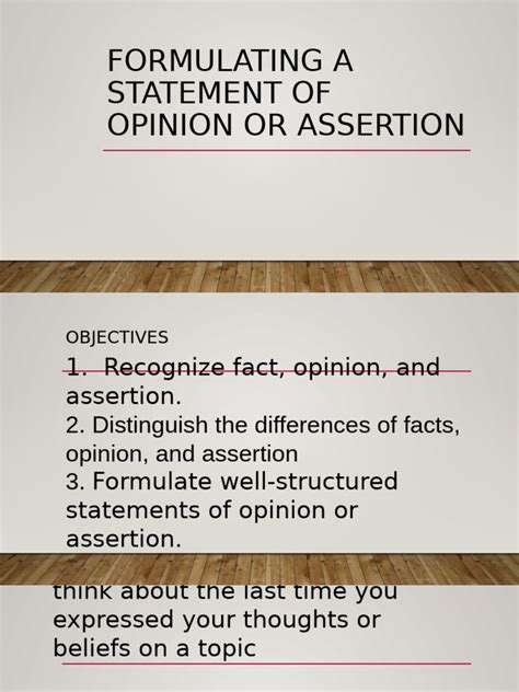 Formulating A Statement Of Opinion Or Assertion Pdf Truth Cognition