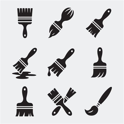Assorted Black Paintbrush Designs For Painting And Design Themes