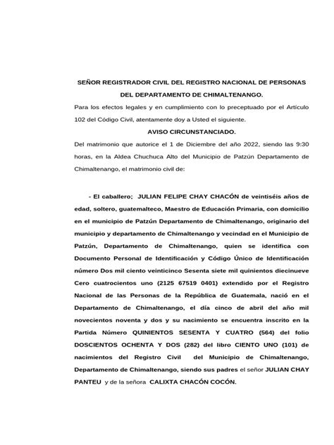 Aviso Circunstanciado Al Renap Pdf