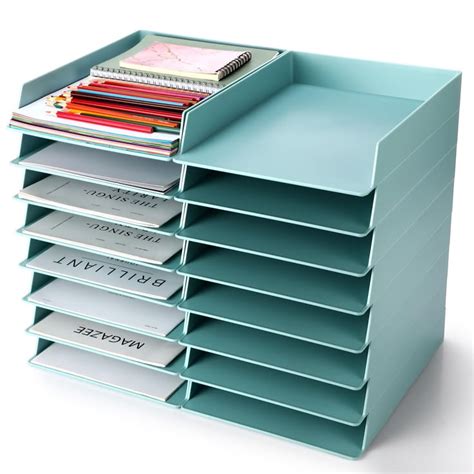Tatuo 4 Pack Stackable Paper Trays Plastic Letter Tray Desk Organizer